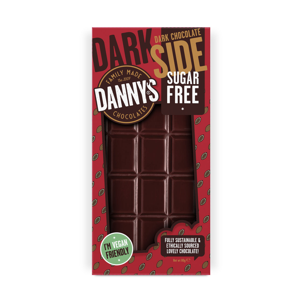 DANNY'S CHOCOLATES - Dark Side SUGAR FREE 80g bar